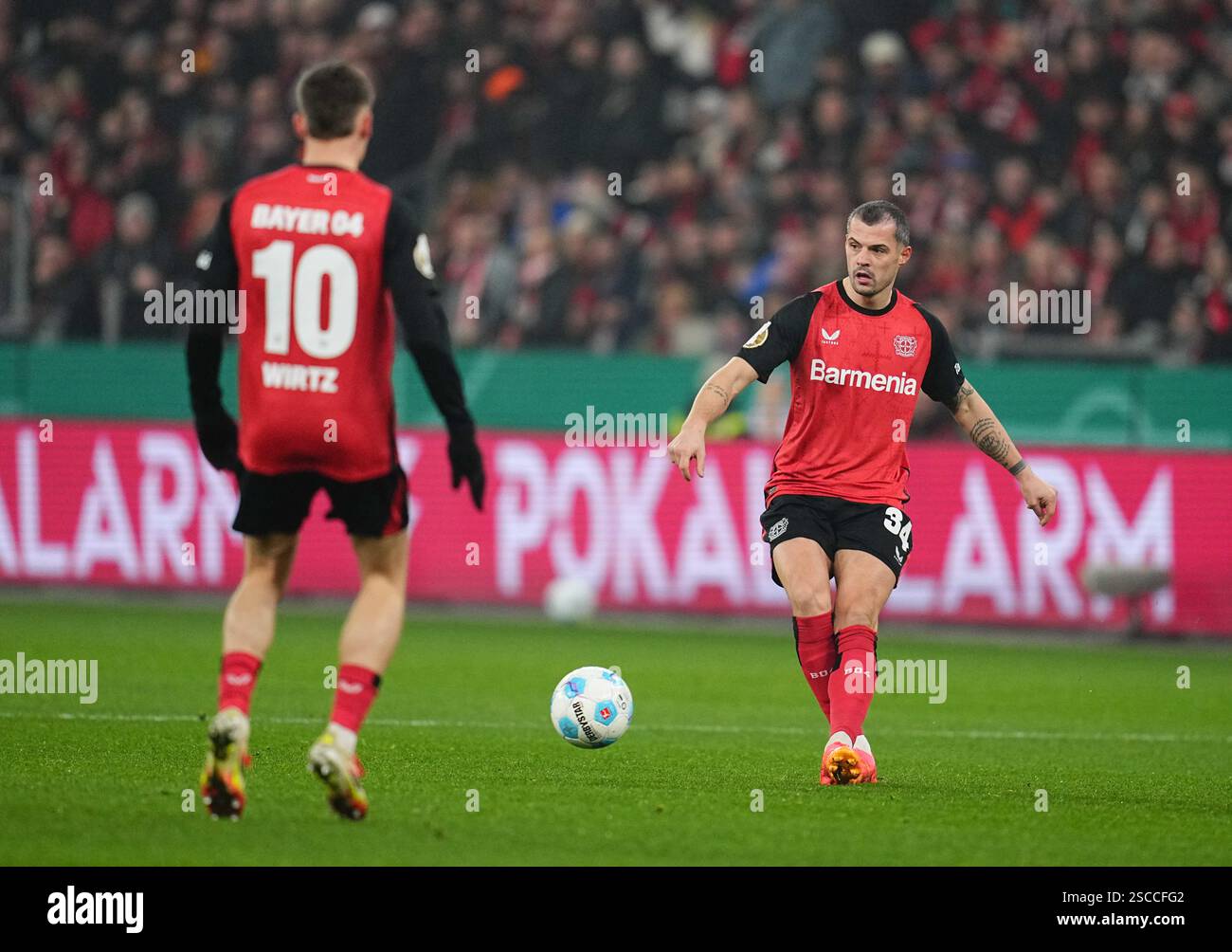 Leverkusen, Germany. 05th Feb, 2025. February 05 2025: Granit Xhaka of Bayer 04 Leverkusen ...