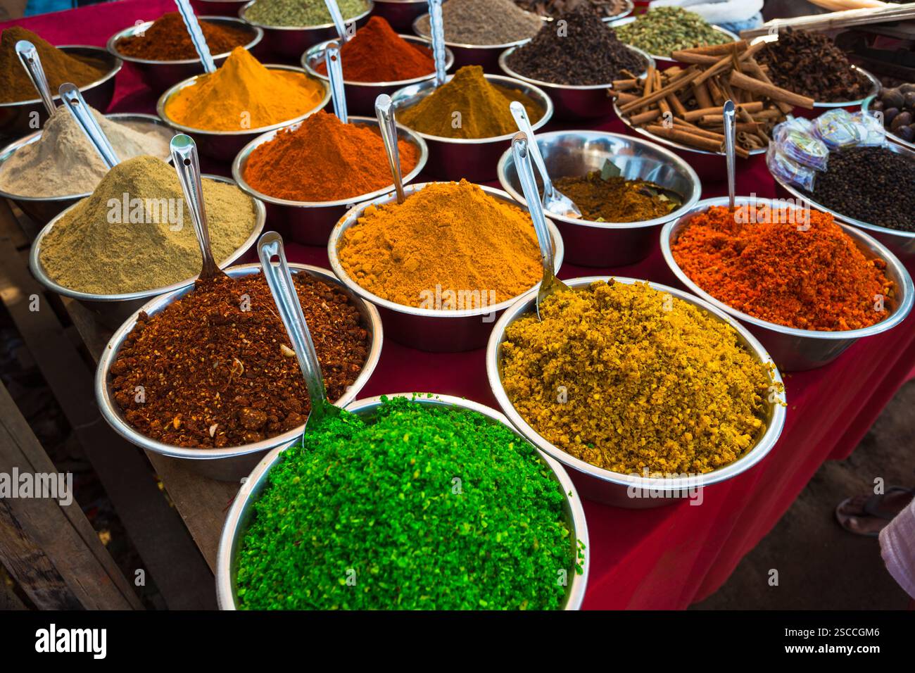 Sale of spices in the markets of Goa and other states of India Stock ...