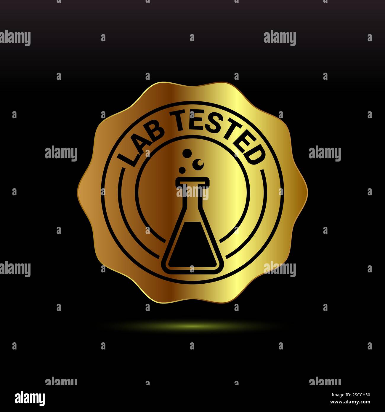 Lab tested icon. Laboratory testing product quality certificate symbol ...