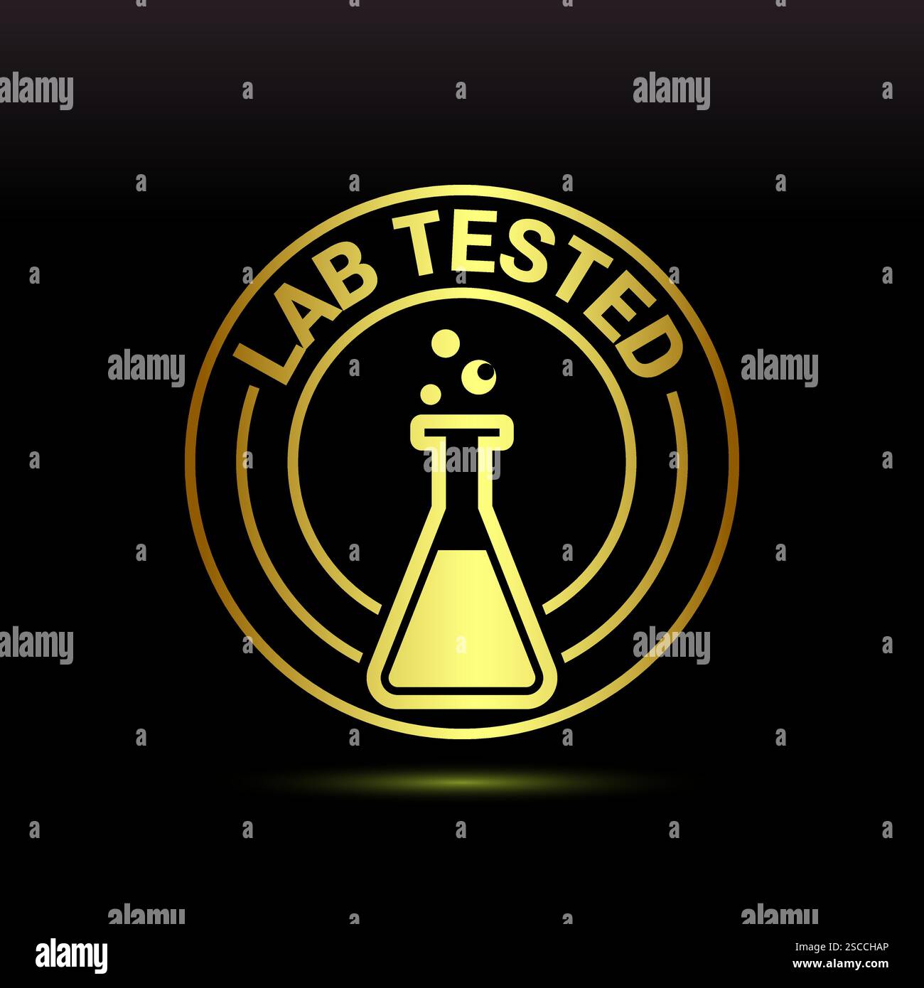 Lab tested icon. Laboratory testing product quality certificate symbol ...