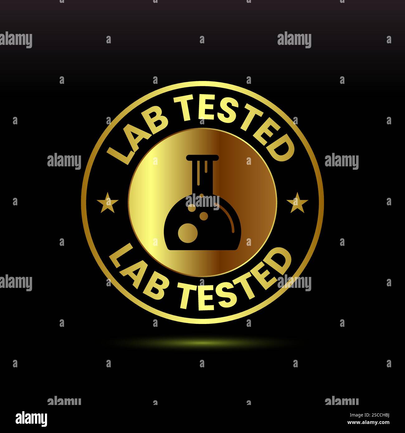 Lab tested icon. Laboratory testing product quality certificate symbol ...