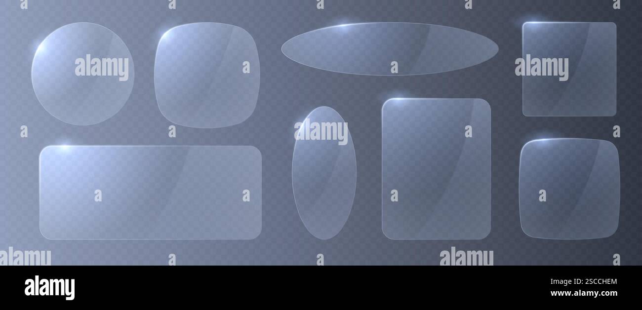 Collection of futuristic glass frames of rectangular, circular and oval ...