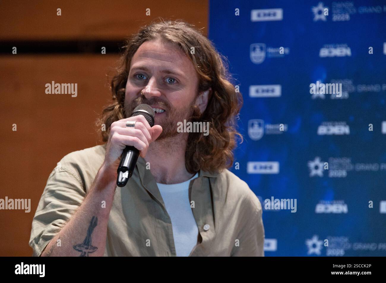 Tim Schou with the song Proud during a press conference where the ...