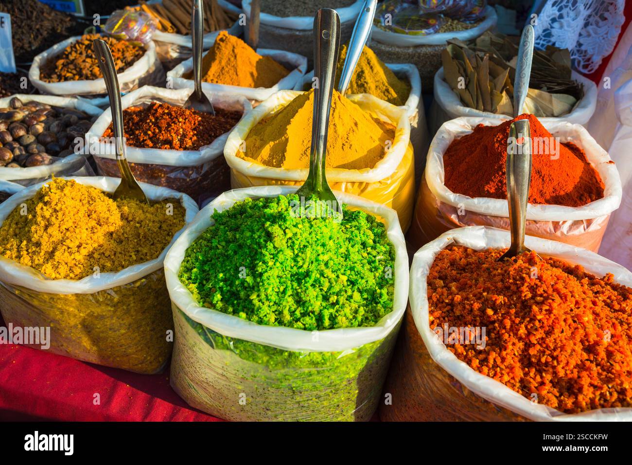 Sale of spices in the markets of Goa and other states of India Stock ...