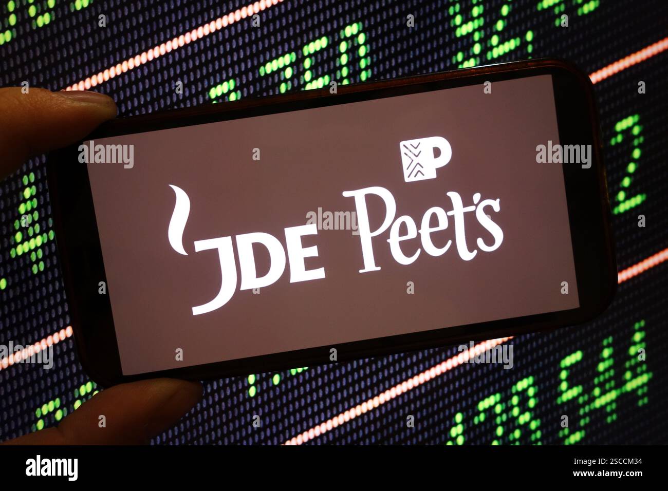 Poland. 4th Feb, 2025. In this photo illustration, the JDE Peet's ...