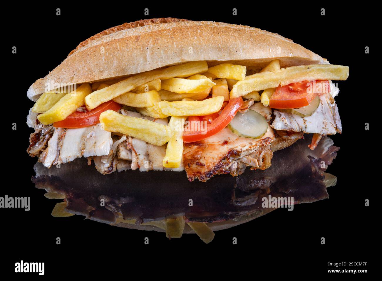 Meat Chicken Doner, between bread (Turkish Name : ekmek arasi tavuk ...