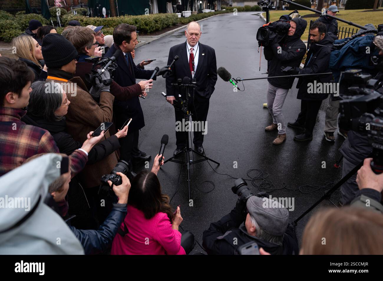 White House border czar Tom Homan speaks with reporters outside the ...