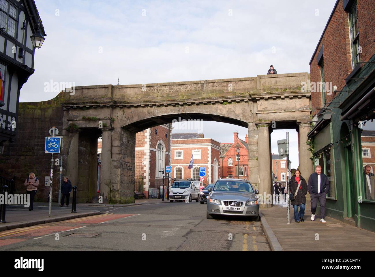 Castle wall walk bridge in Chester, UK Stock Photo - Alamy