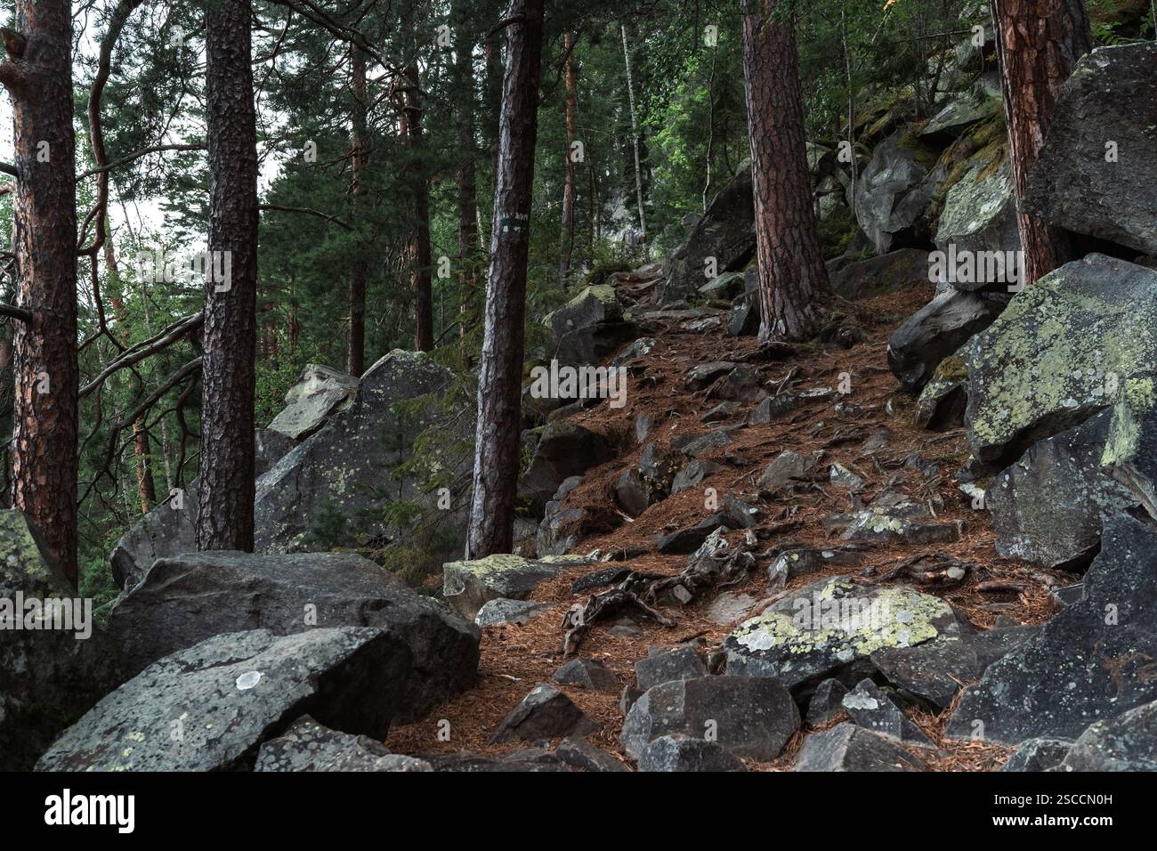 A group of massive boulders forms a natural obstacle in the middle of ...