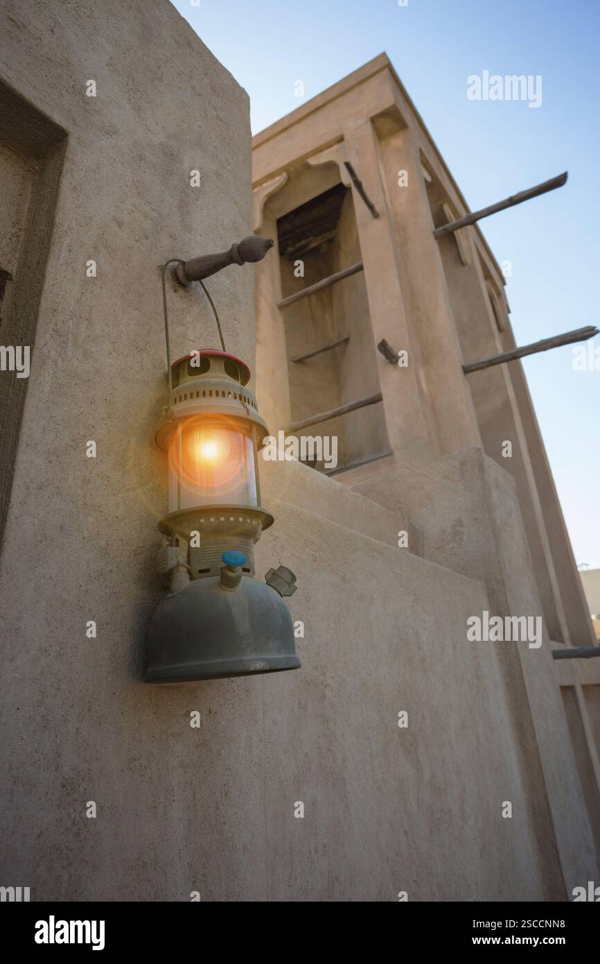 Arab street lanterns in the city of Dubai in the United Arab Emirates ...