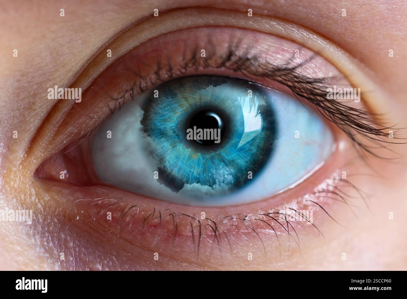 Hypnosis. Hypnotic clouds in woman's eye, closeup Stock Photo - Alamy