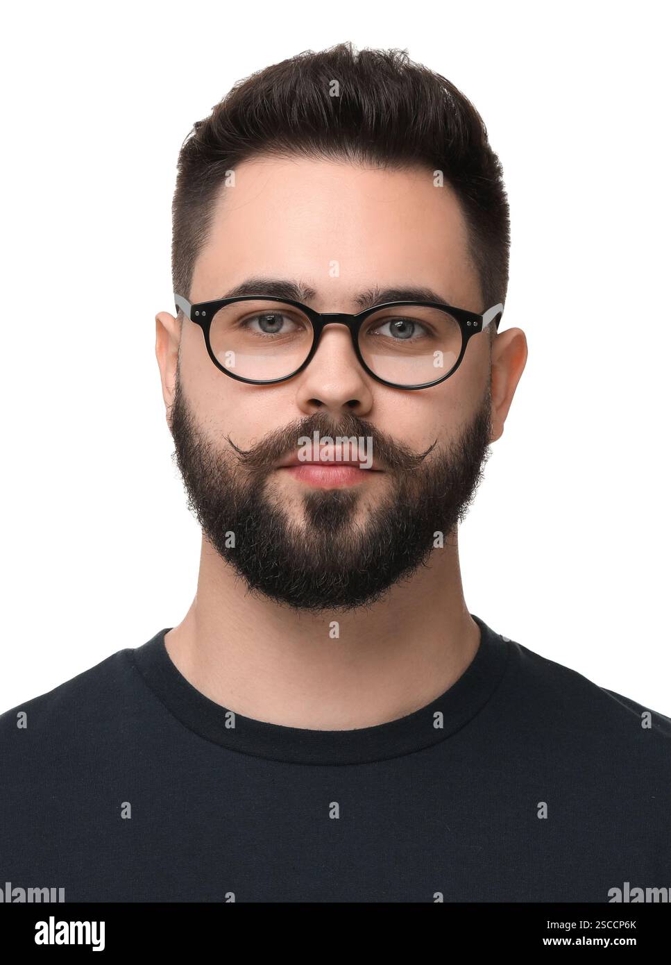 Passport photo. Portrait of man on white background Stock Photo - Alamy