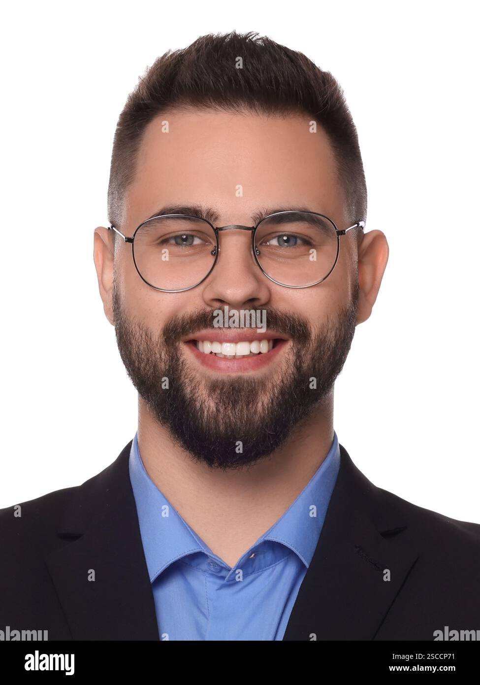 Passport photo. Portrait of man on white background Stock Photo - Alamy