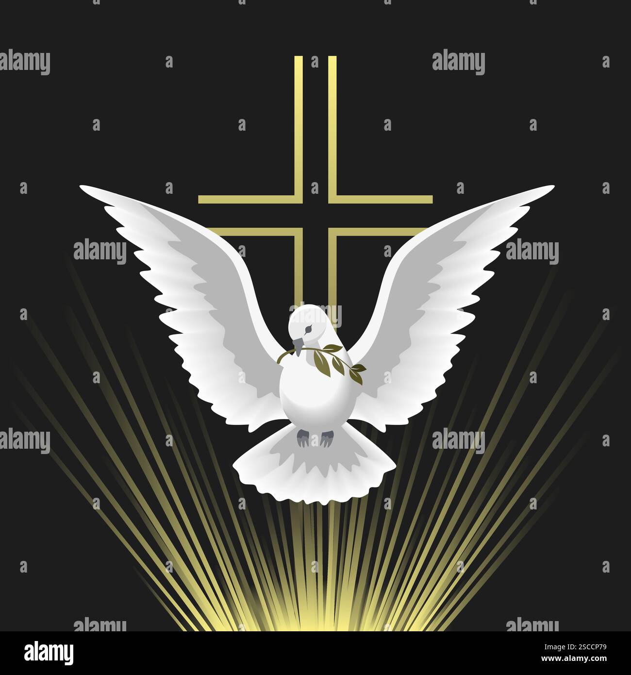 Flying Dove Holy Spirit hand drawn vector icon. Christian holiday Pentecost Trinity Sunday ...