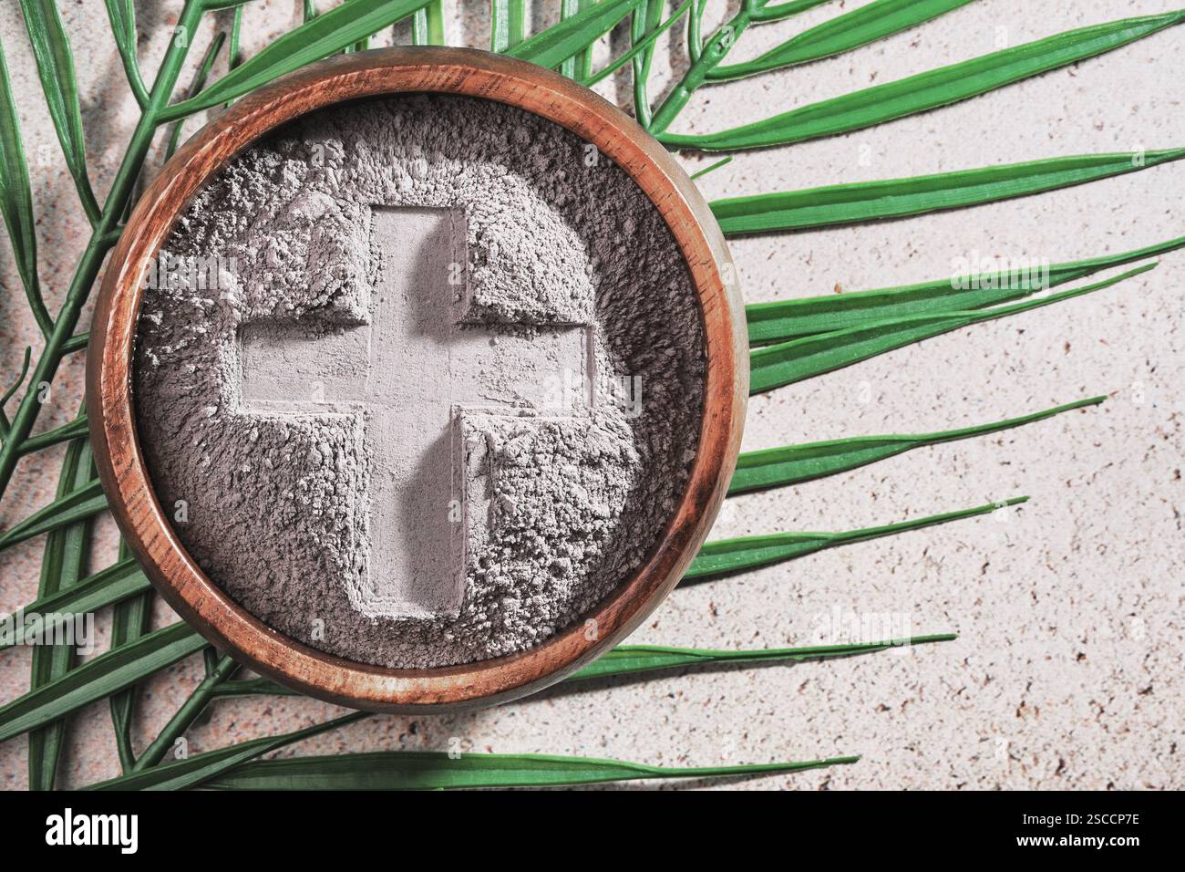 Ash Wednesday. Cross in ashes on a palm leaf background Stock Photo - Alamy