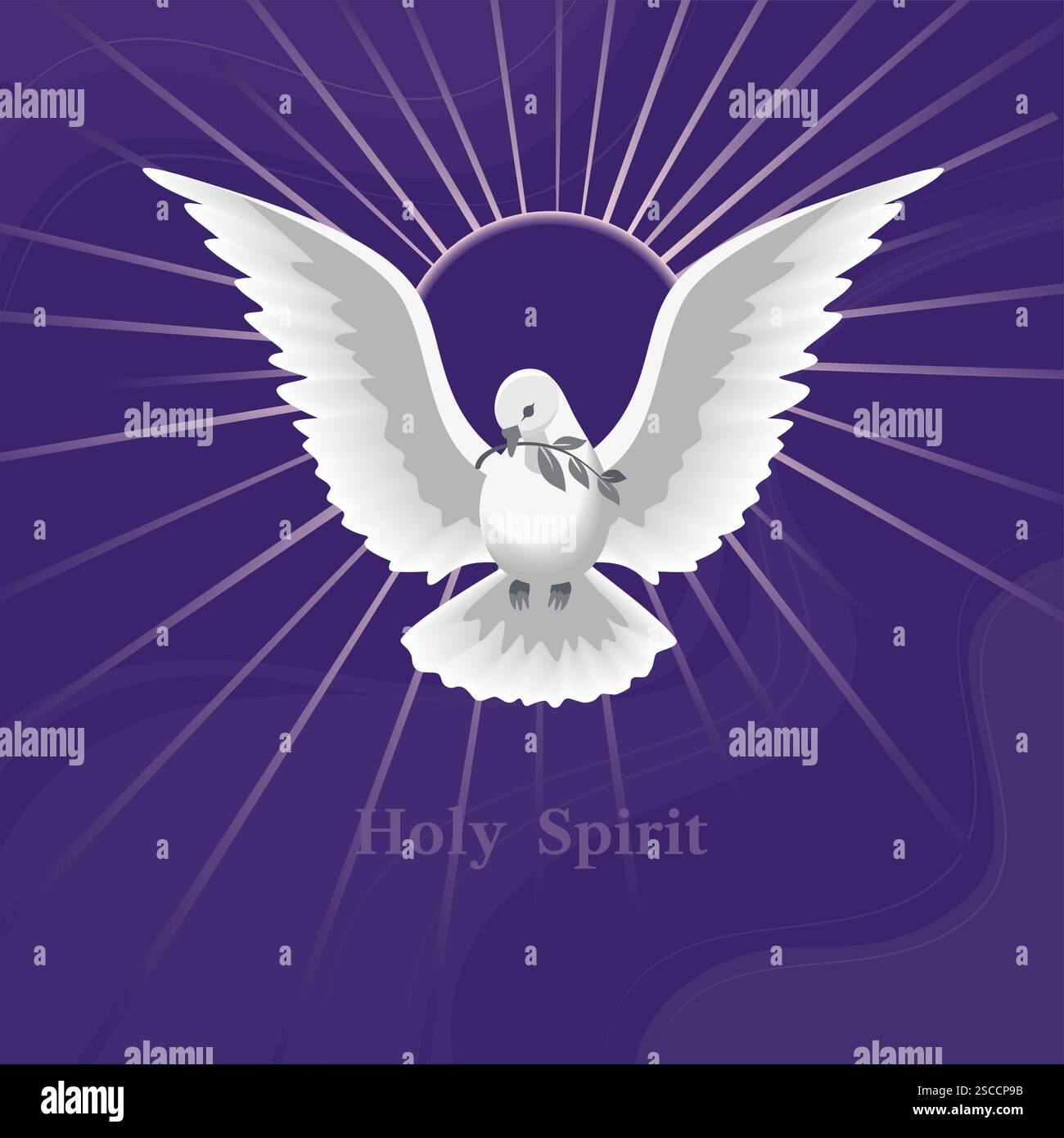 Holy Spirit Dove with olive branch vector poster. Christian holiday ...