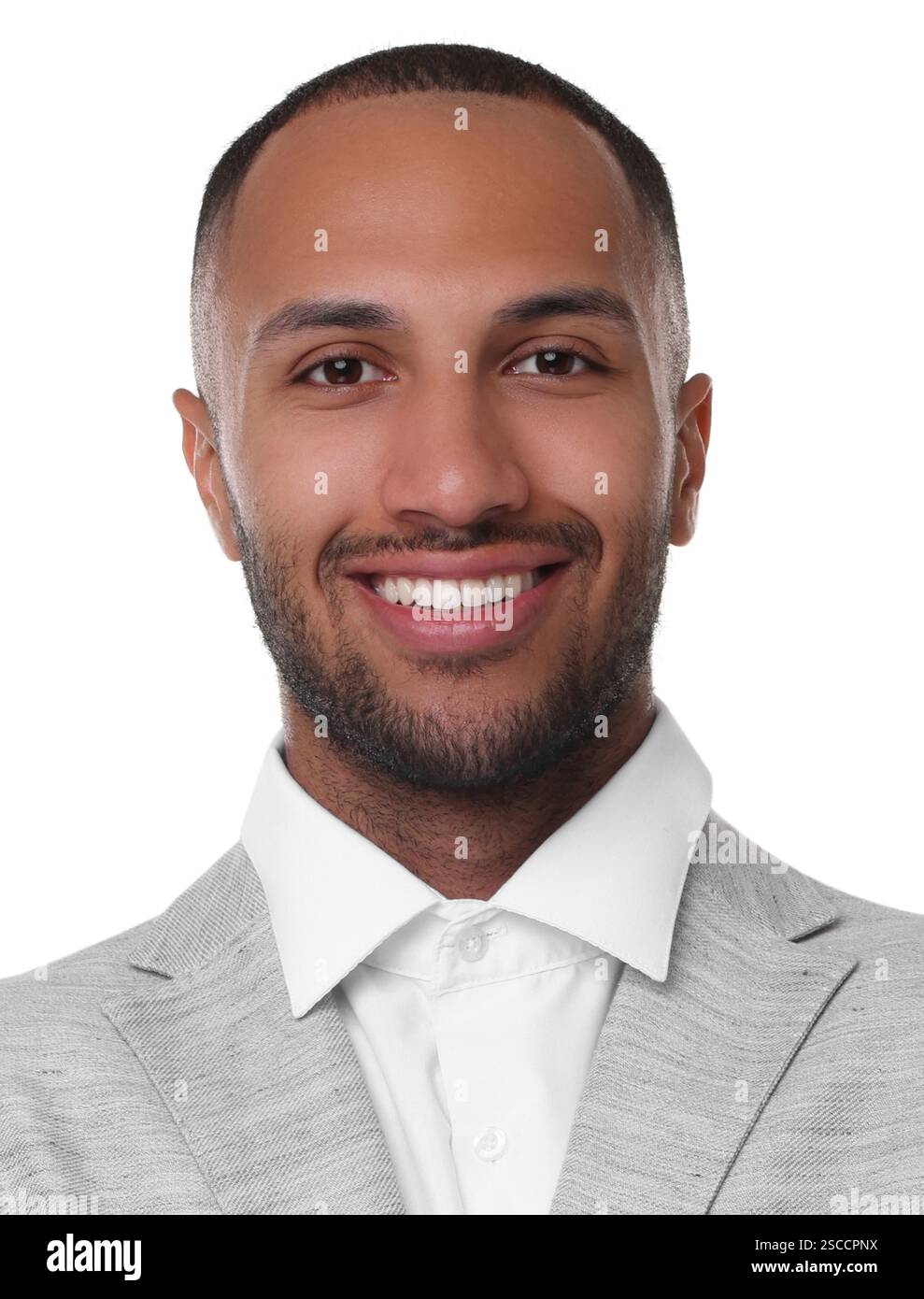 Passport photo. Portrait of man on white background Stock Photo - Alamy