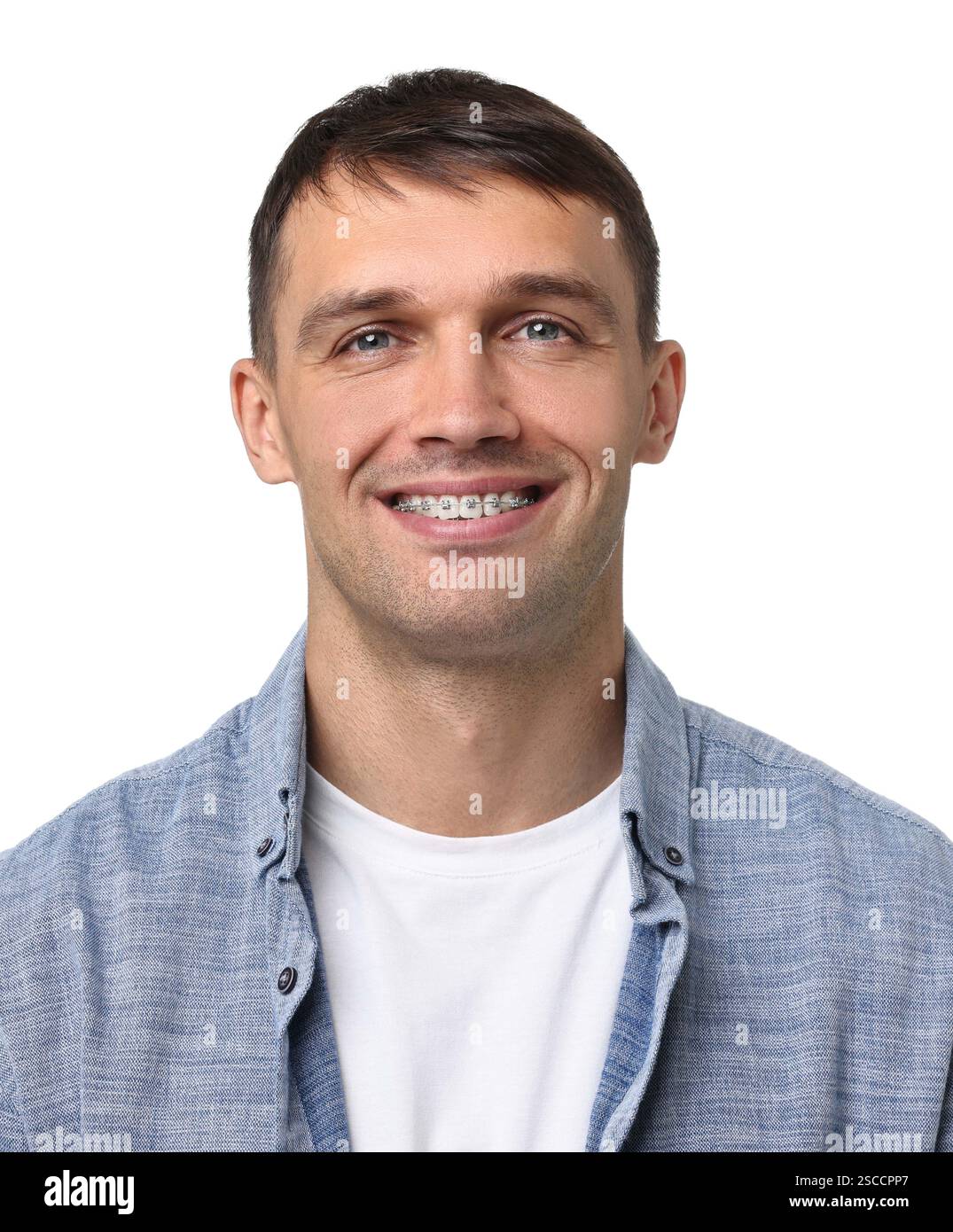 Passport photo. Portrait of man on white background Stock Photo - Alamy