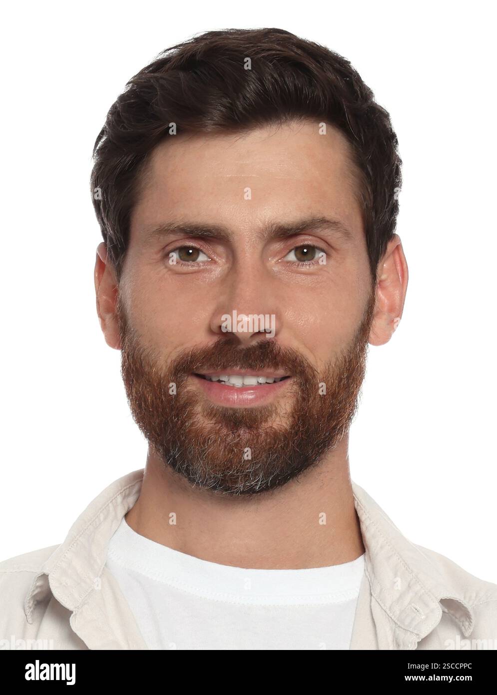 Passport photo. Portrait of man on white background Stock Photo - Alamy