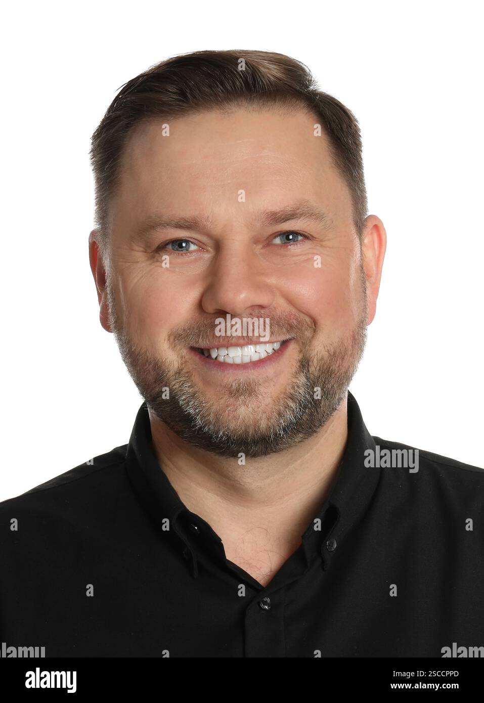Passport photo. Portrait of man on white background Stock Photo - Alamy