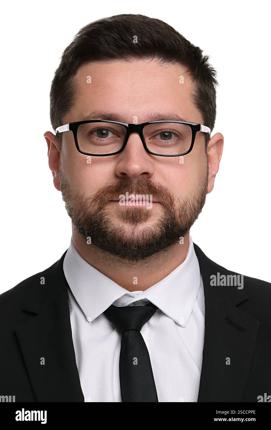Passport photo. Portrait of man on white background Stock Photo - Alamy