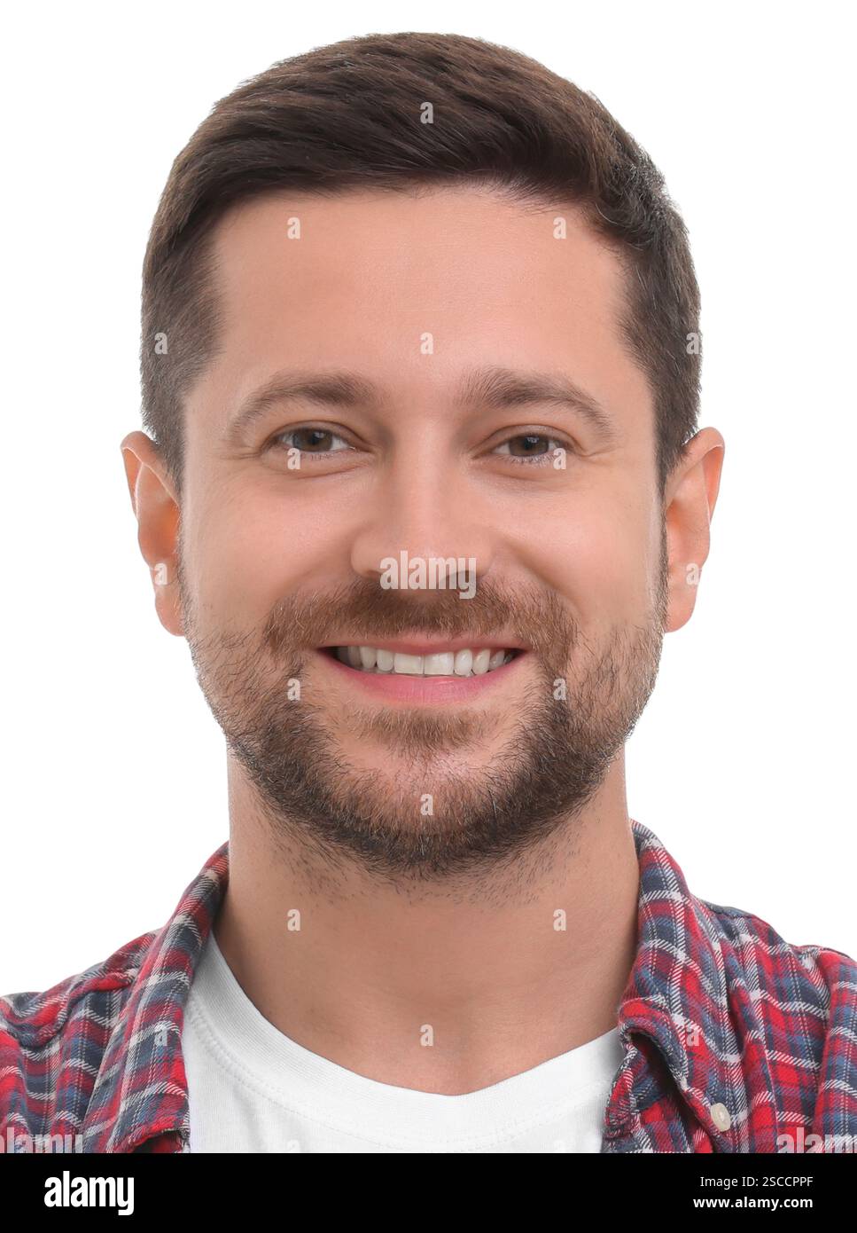 Passport photo. Portrait of man on white background Stock Photo - Alamy