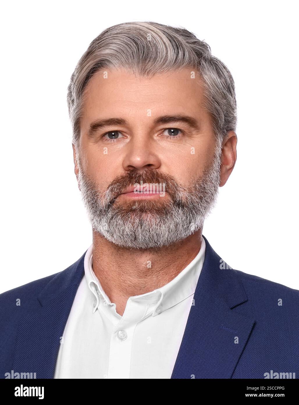 Passport photo. Portrait of man on white background Stock Photo - Alamy
