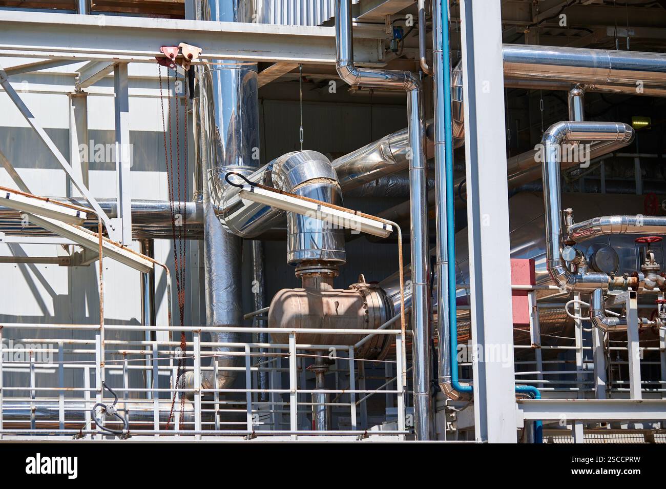 A detailed view of industrial pipelines in a chemical plant showcasing ...