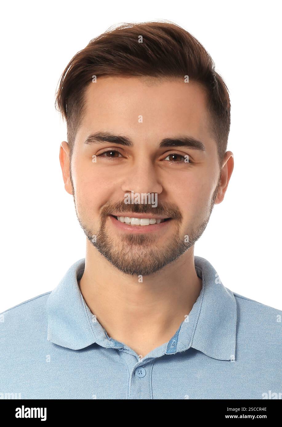 Passport photo. Portrait of man on white background Stock Photo - Alamy