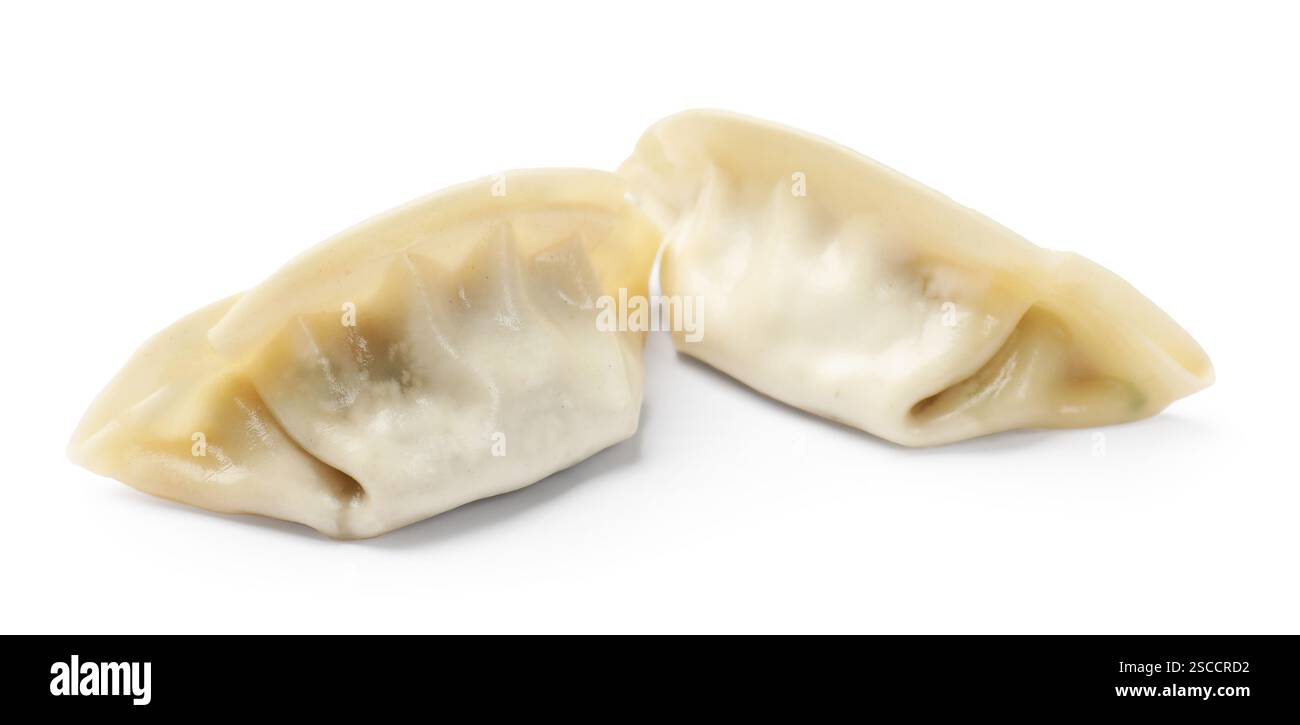Fresh gyoza dumplings isolated on white. Chinese cuisine Stock Photo ...