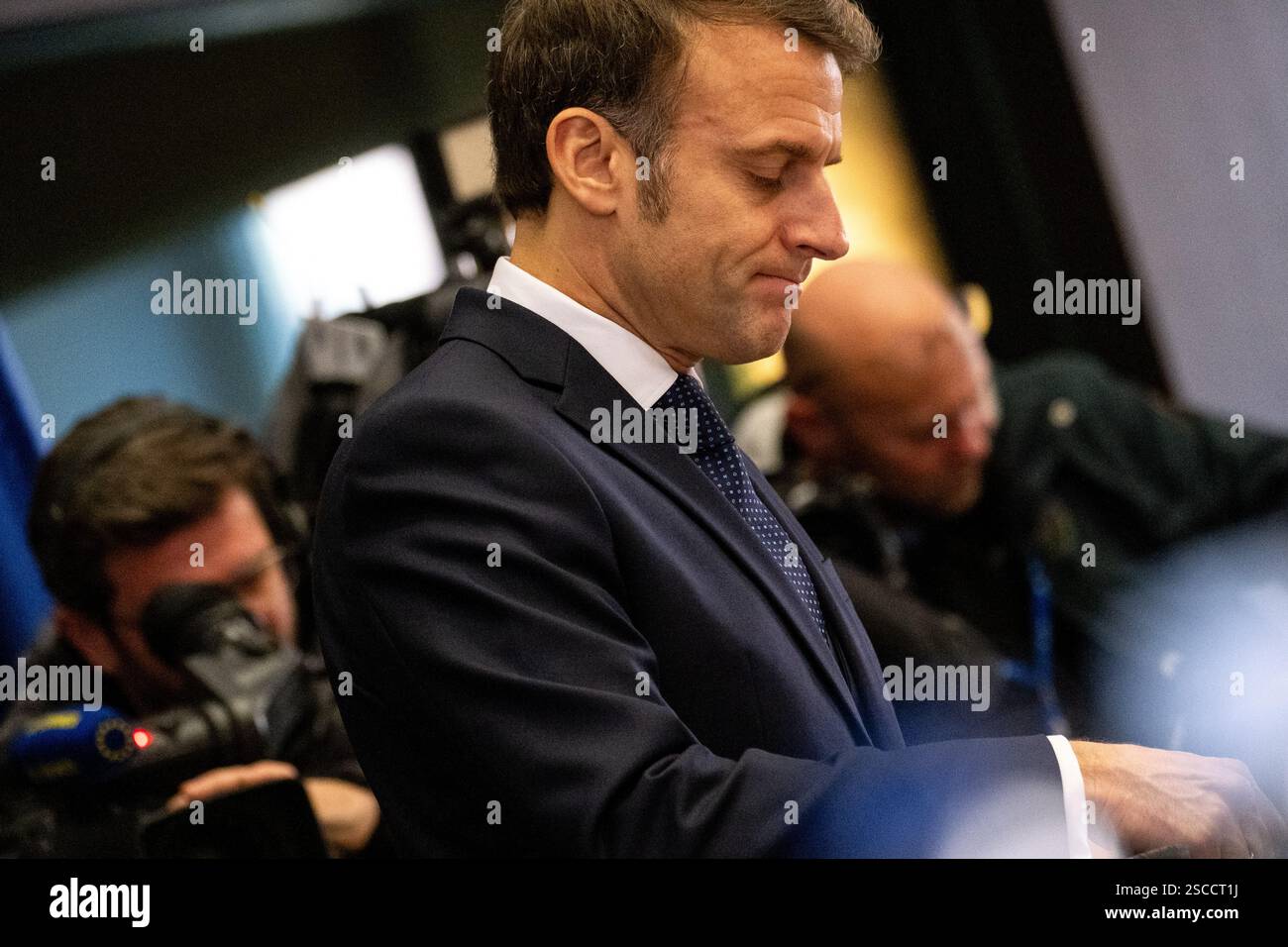 President of France Emmanuel Macron at the EU leaders retreat informal ...