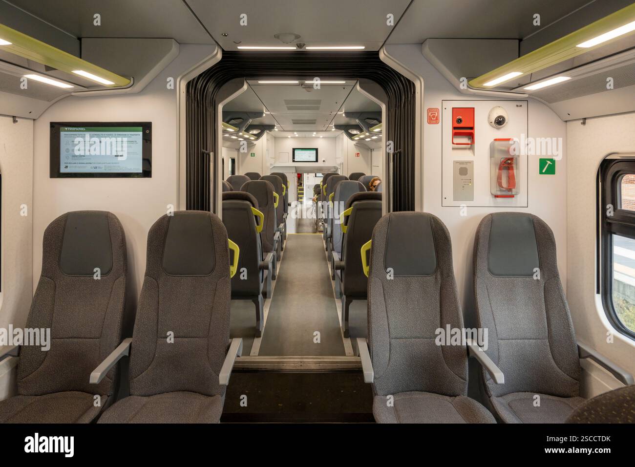Interior of a double decked passenger train in Italy Stock Photo - Alamy