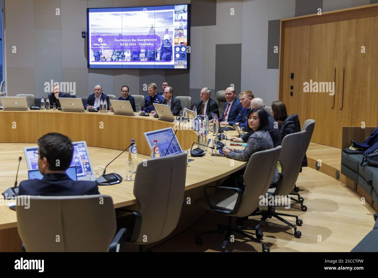 Brussels, Belgium. 06th Feb, 2025. (center L-R) Anderlecht mayor ...