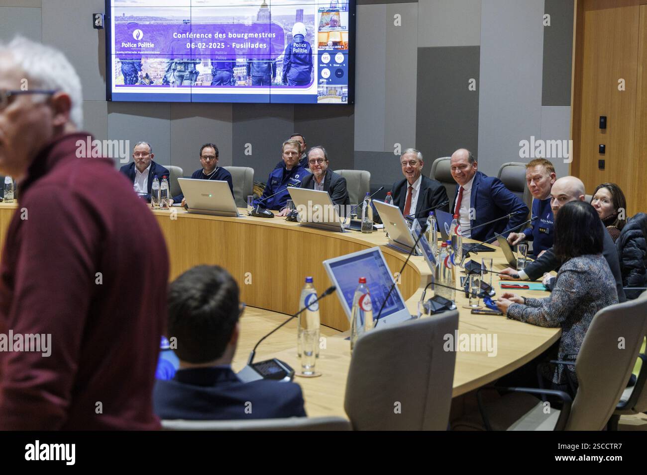 Brussels, Belgium. 06th Feb, 2025. (center L-R) Anderlecht mayor ...