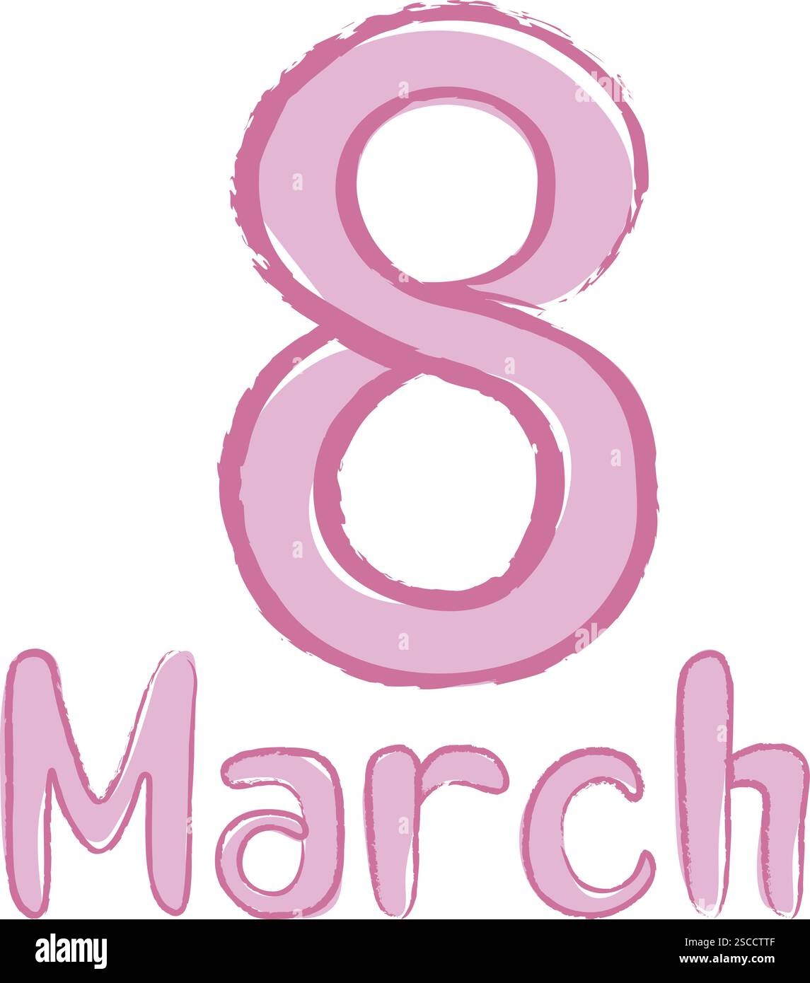 8 March lettering. International women's day. Handwritten lettering of ...