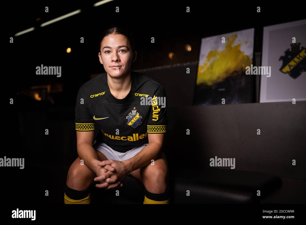 Stockholm, Sverige. 06th Feb, 2025. 250206 AIKs Angela Beard poserar ...