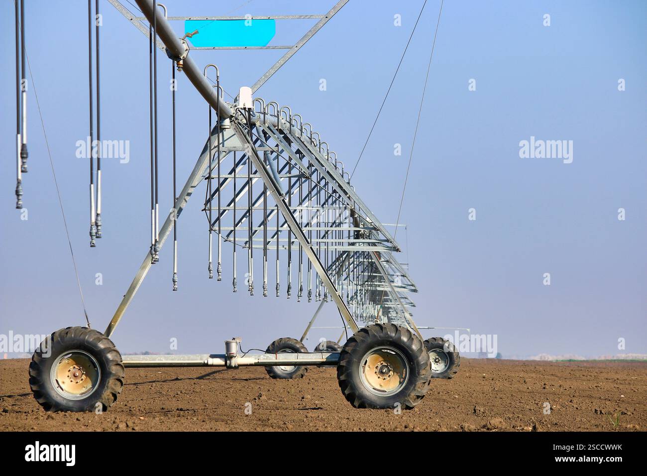 Center pivot crop irrigation system on field agriculture Stock Photo ...