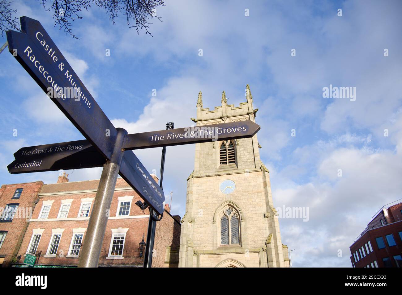 Four way sign post in Chester, Cheshire, UK Stock Photo - Alamy