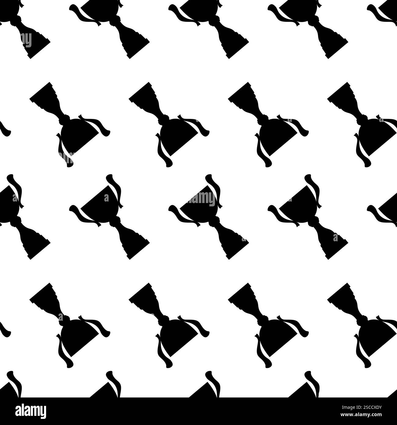 Winner trophy cup seamless pattern. Black simple silhouette texture ...