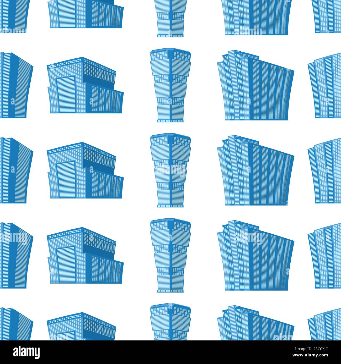 Seamless Pattern with modern isometric building on a white background ...
