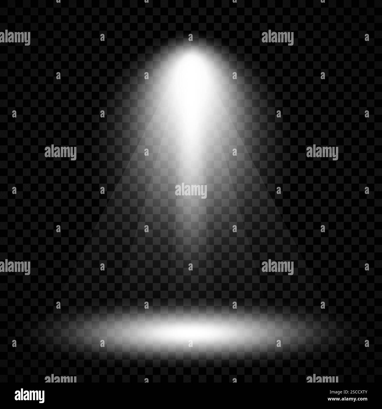 Cold white lighting with spotlight. Scene illumination effects on a ...