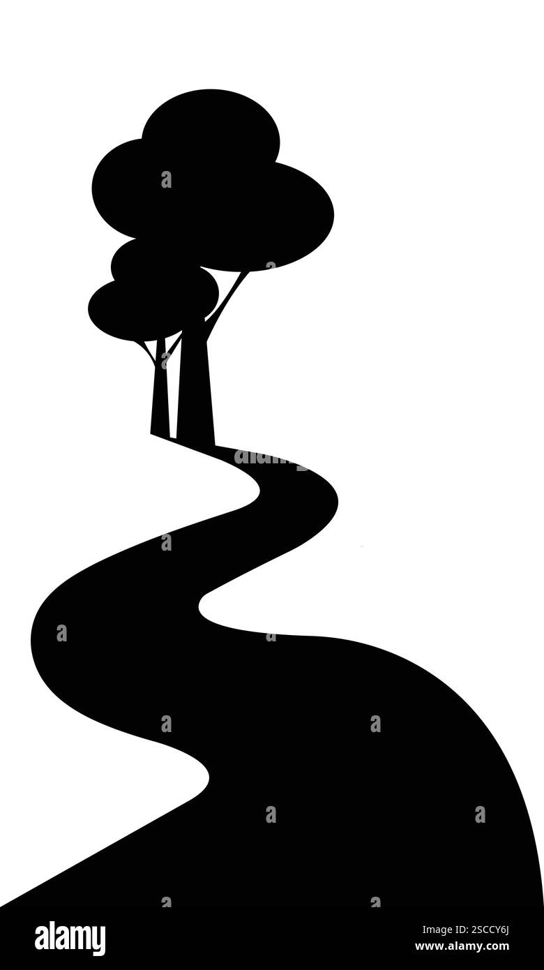 Trees on hill road Stock Vector Images - Alamy