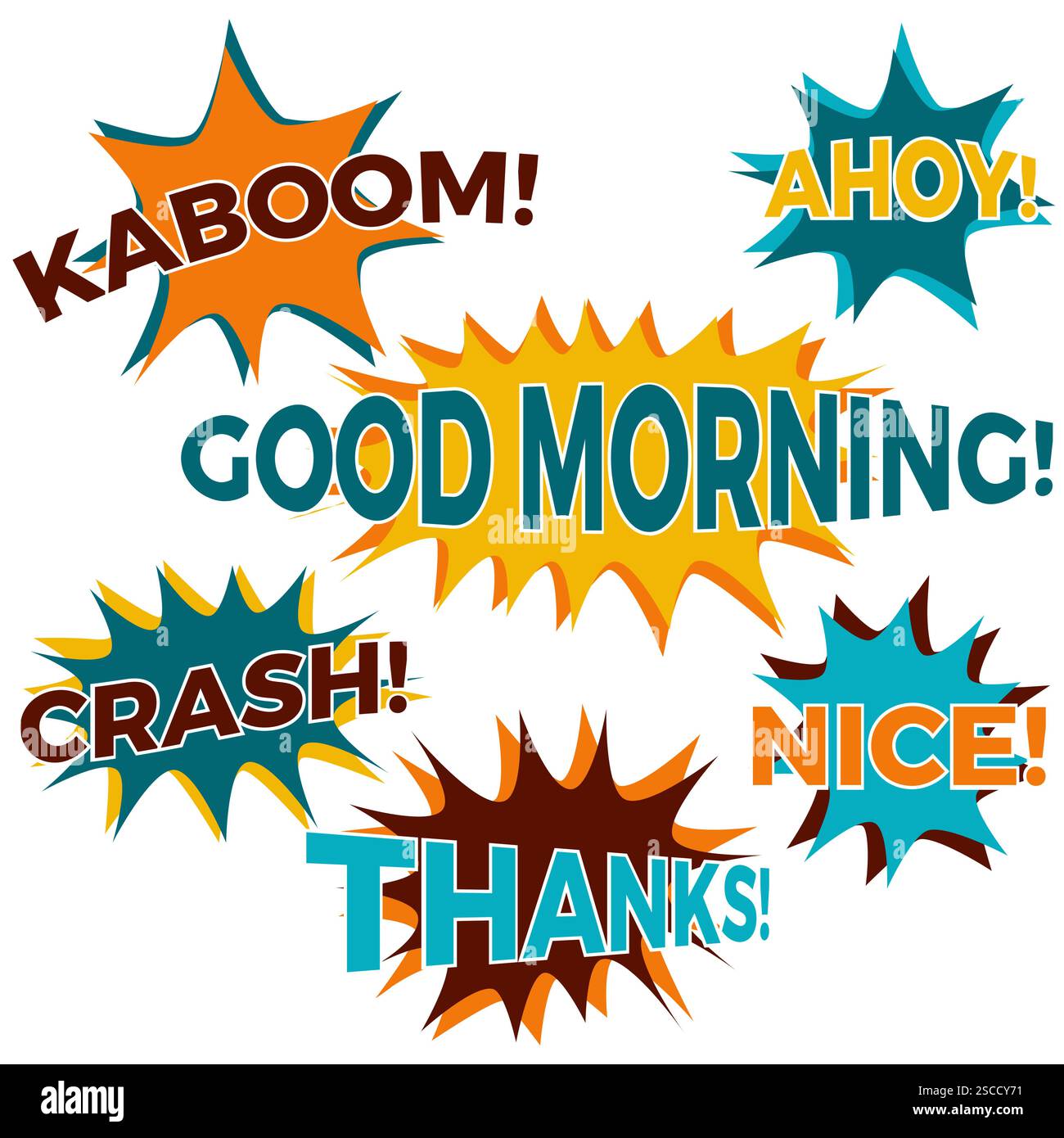 Set of six cartoon comic balloon speech bubbles in flat style. Elements ...