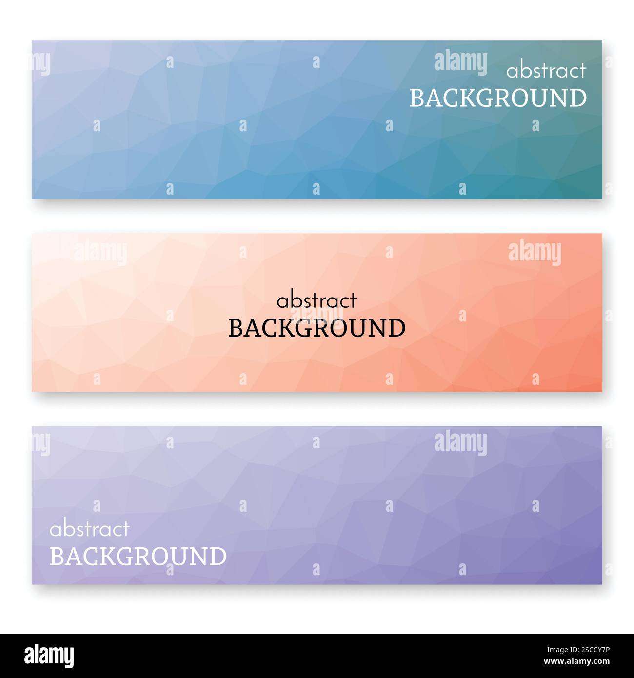 Set of three multi colored banners in low poly art style. Background ...
