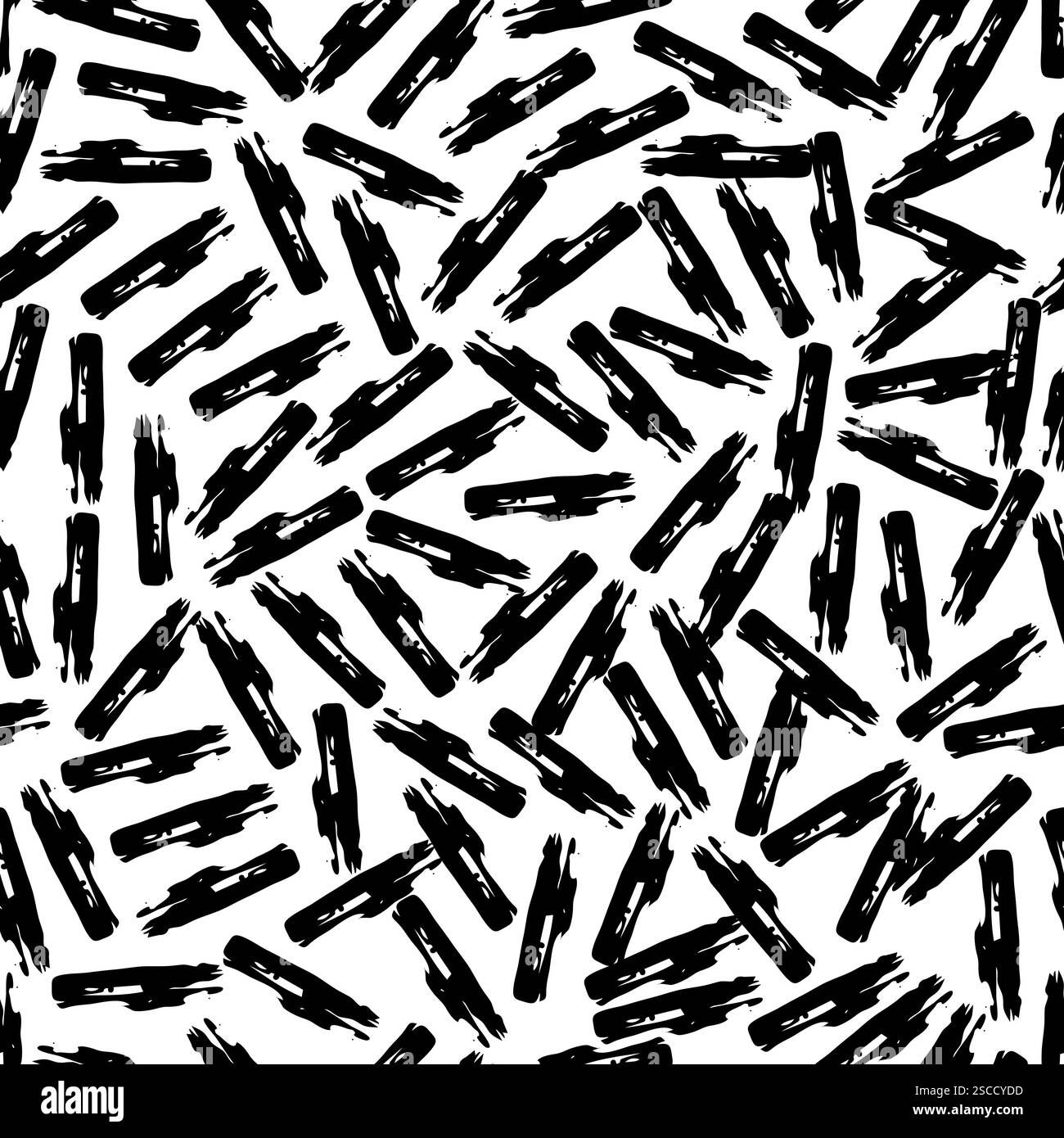 Seamless pattern with dark hand drawn scribble smear on white background. Abstract grunge ...