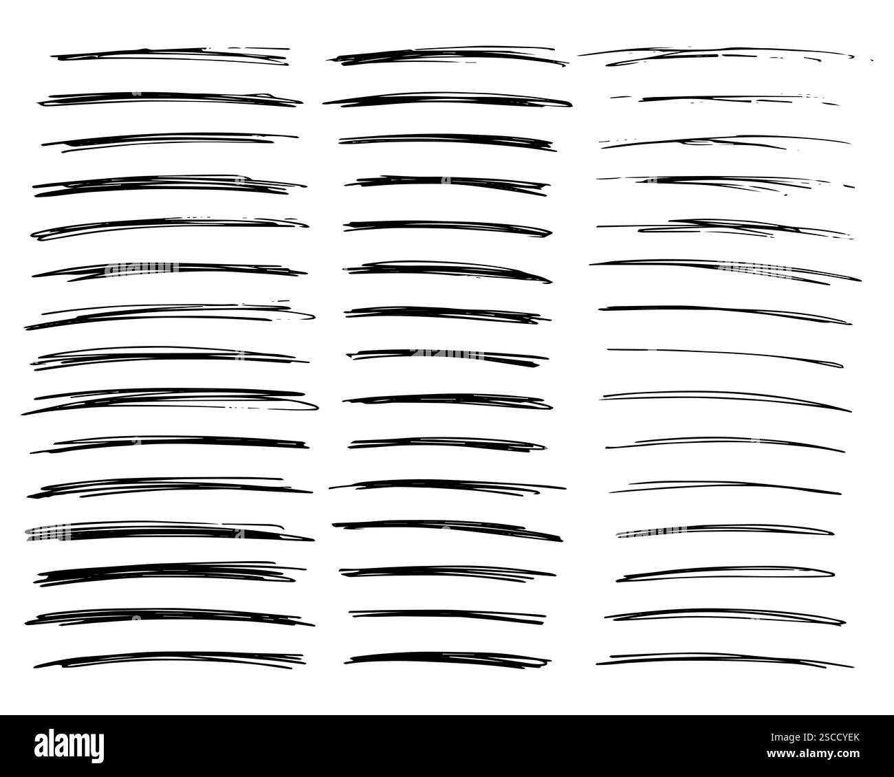 Lines hand drawn grunge big set. Abstract black doodle lines isolated ...