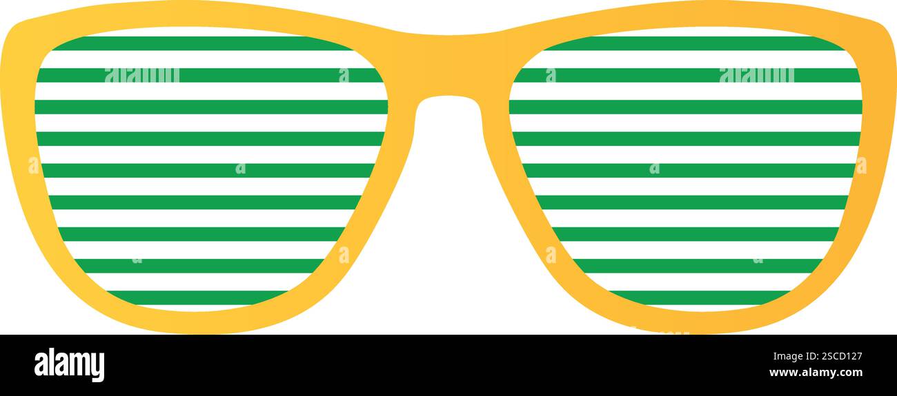 Striped sunglasses vector. Green, Yellow color. Optical signs and ...