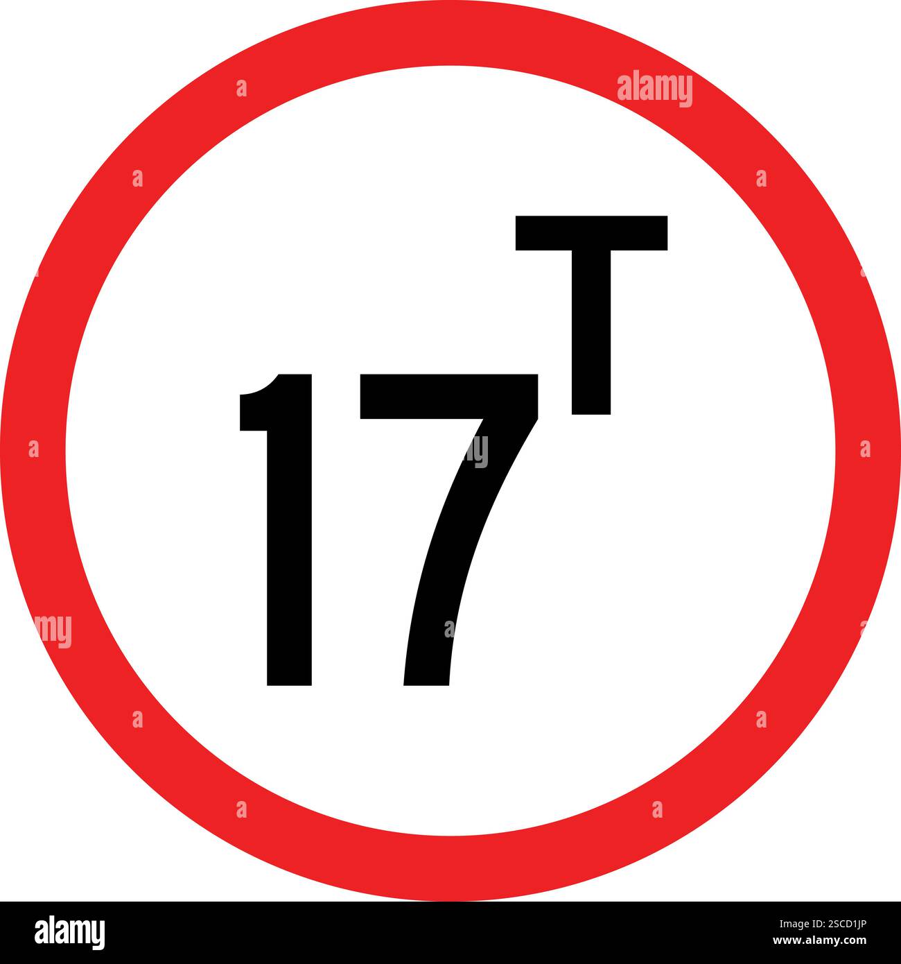 Weight limit 17 ton traffic sign. Red circle background Stock Vector ...