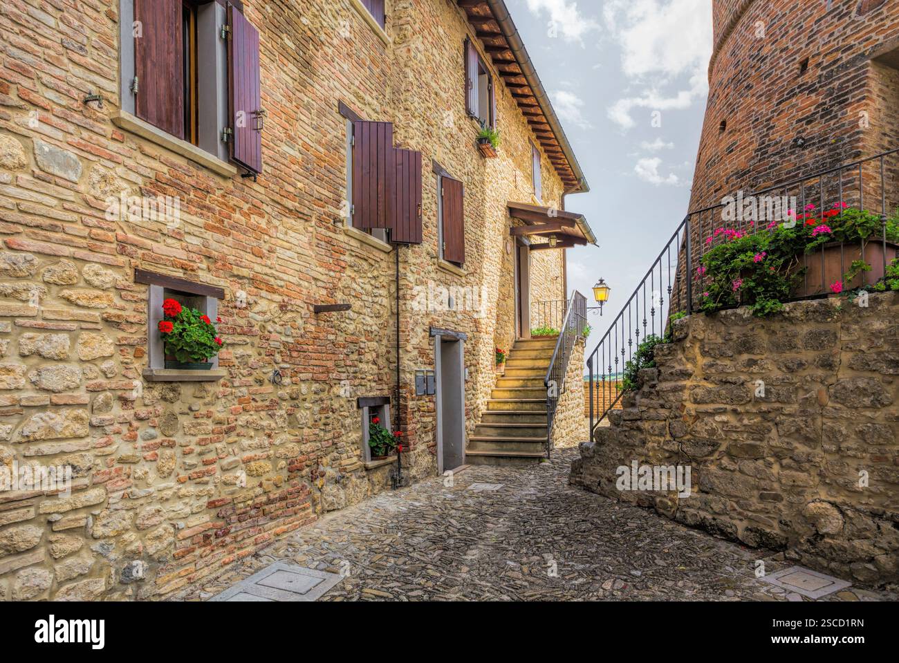 Italy. June 23, 2014. Typical Italian street in a small provincial town ...