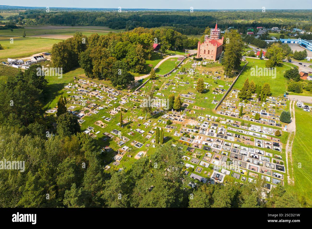 Aerial View of the Cemetery on the Hill at Church Backyard Stock Photo ...